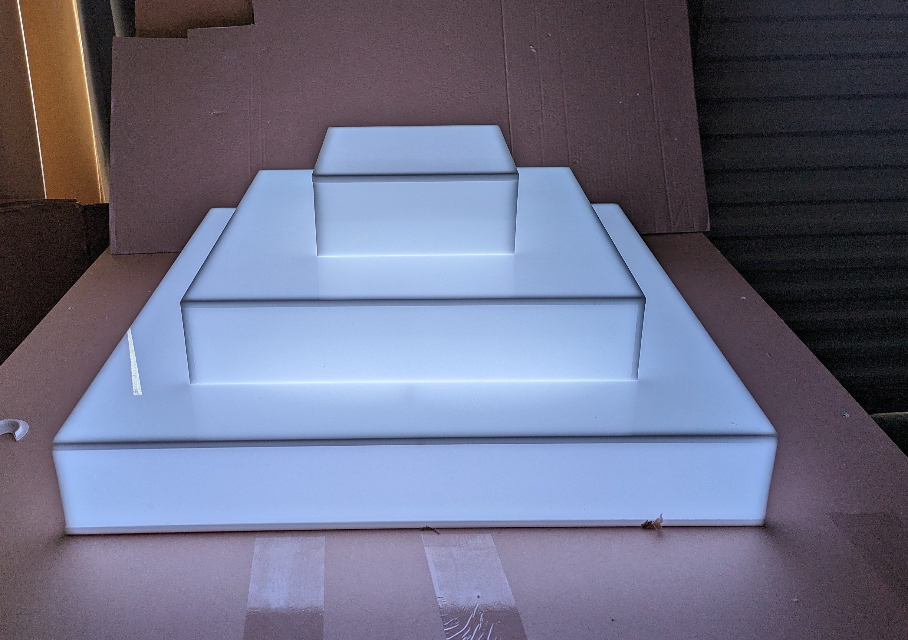 3 Tier 30 Inch Square Acrylic LED Illuminated Display Shelf for Bottle ...