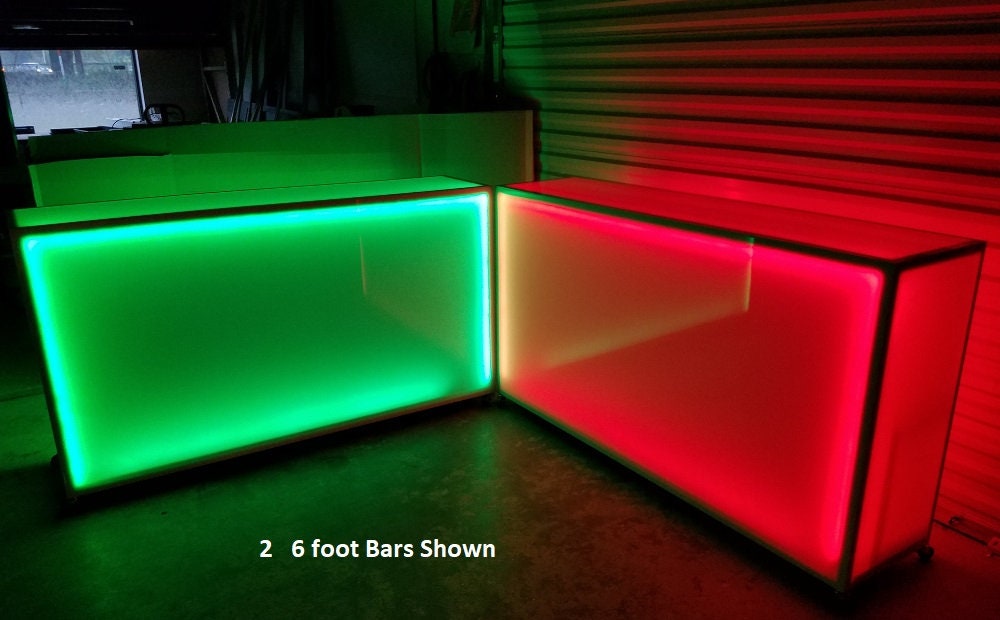 Light up 6 Foot Rolling Counter LED Glow Bar on Wheels - Etsy
