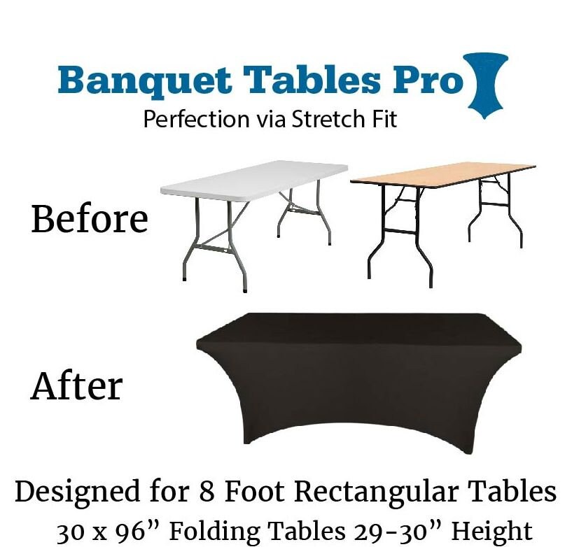 BULK PACK 8 Foot 30"x96" Rectangular Spandex Tablecloths, Stretch ...