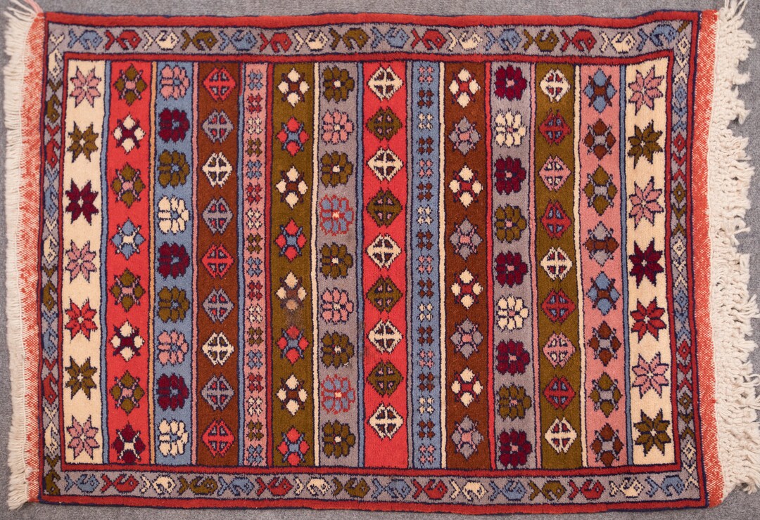 Small Hand Knotted Meshet Vintage Area Rug - 168 Small Bridge (2' 5" X ...