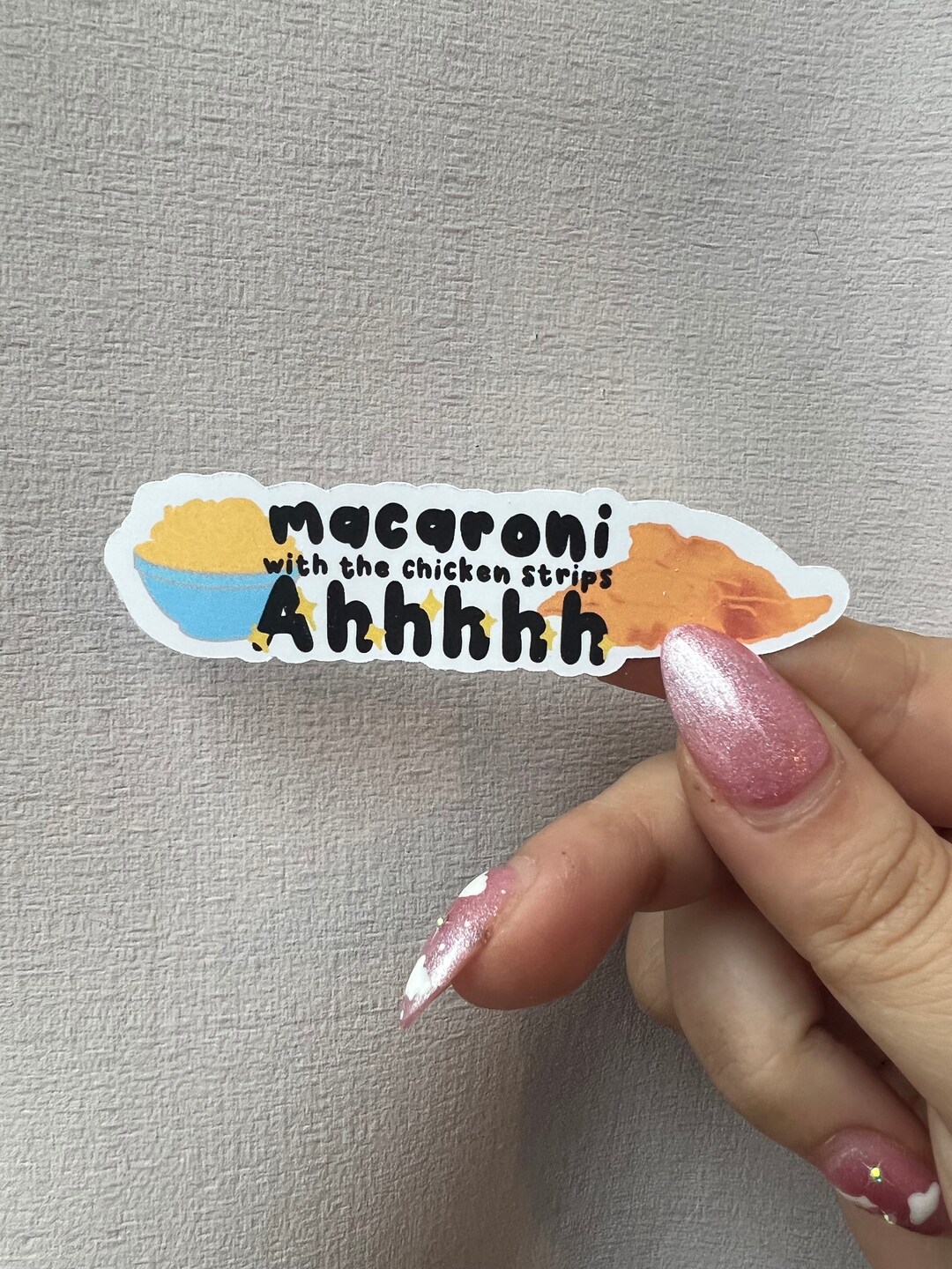 Macaroni With the Chicken Strips Ahhhh Water-resistant Sticker | Laptop ...