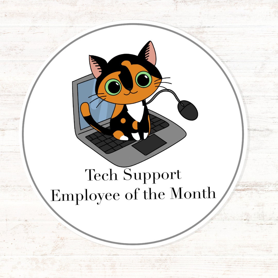 Tech Support Employee of the Month Vinyl Sticker | Water Bottle Sticker ...