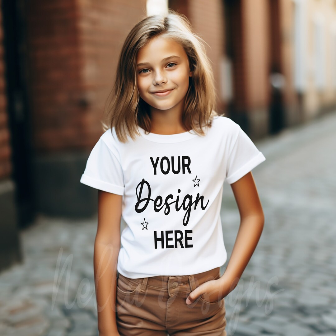 Kids Bella Canvas 3001T Mockup, White Kids Mockup, Beach White Shirt ...