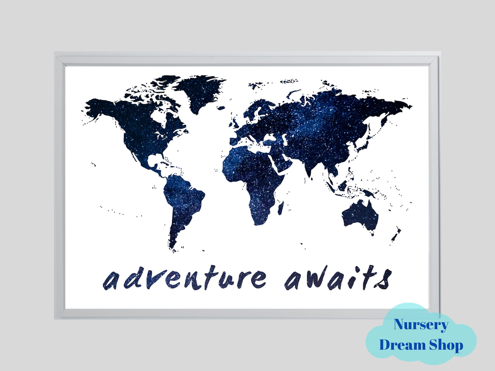 Printable World Map Navy Blue Map for Kids Nautical Nursery - Etsy