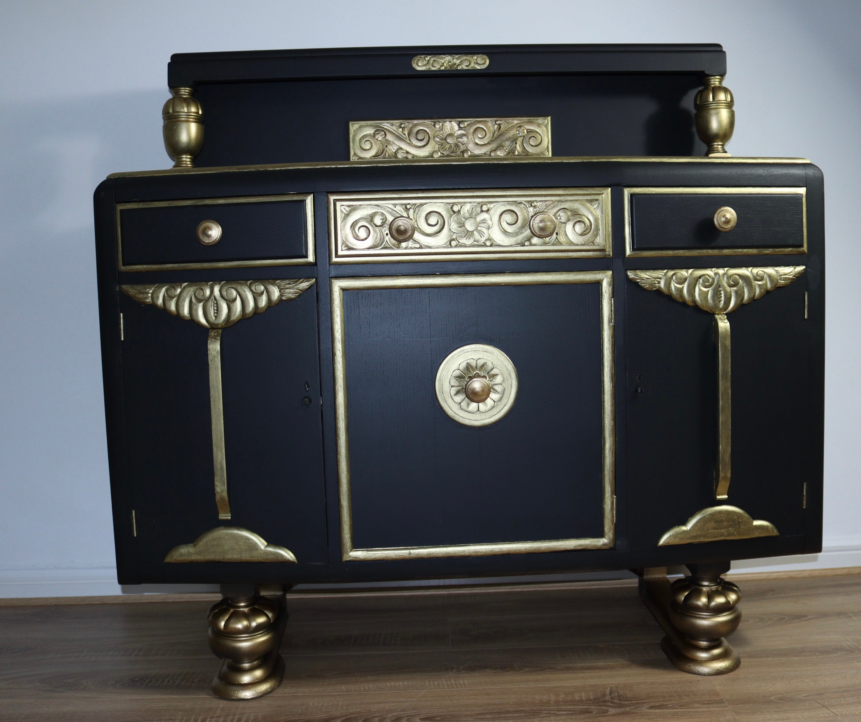 SOLD SOLD. Example of Work. Black Vintage Stunning Solid Wood Vintage ...