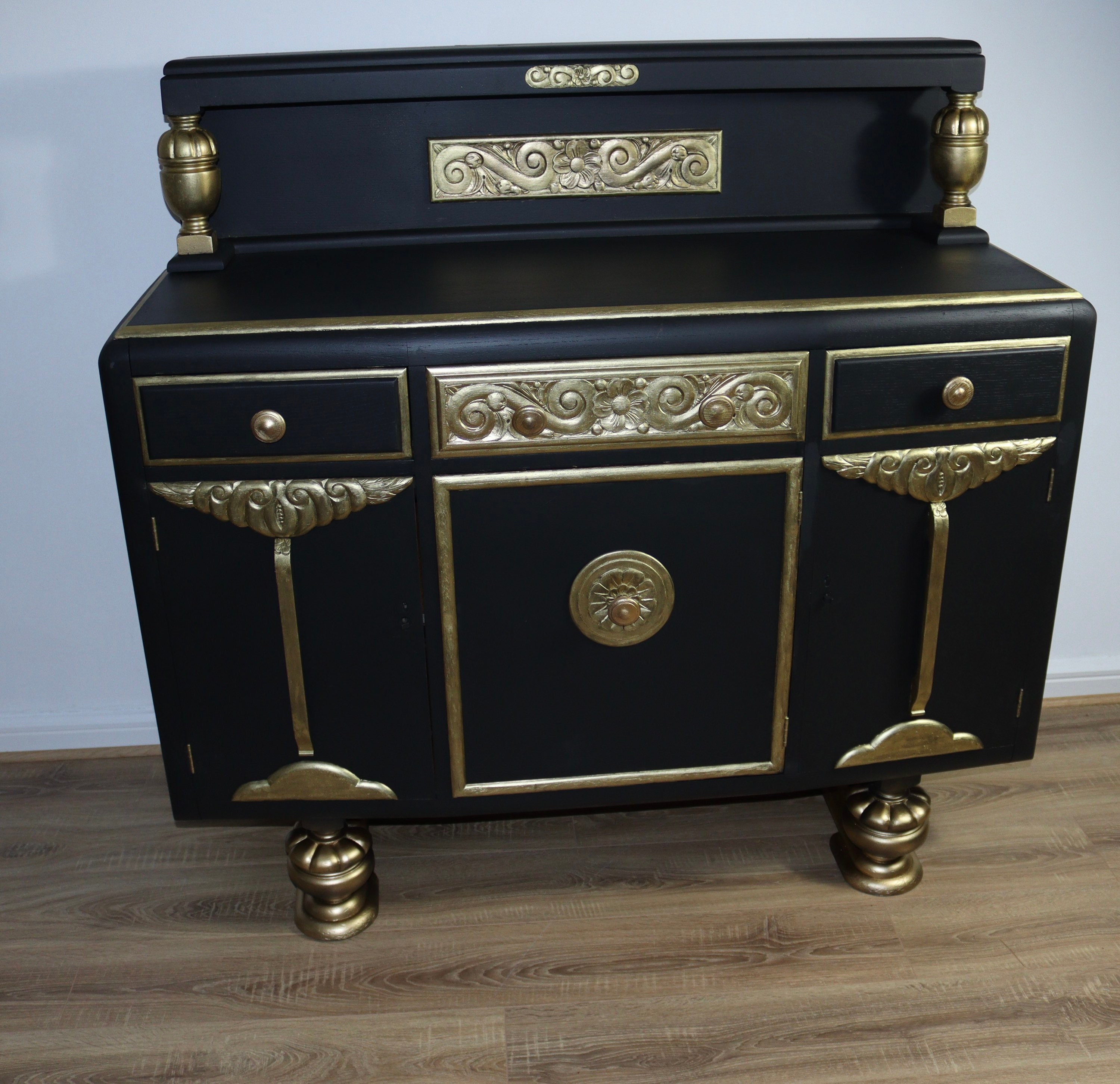 SOLD SOLD. Example of Work. Black Vintage Stunning Solid Wood Vintage ...