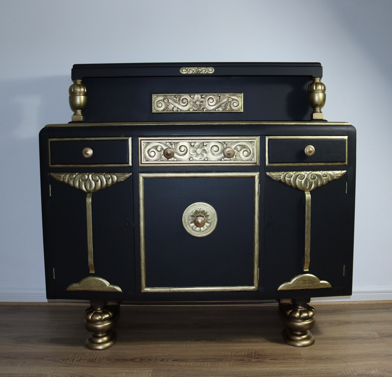 SOLD SOLD. Example of Work. Black Vintage Stunning Solid Wood Vintage ...