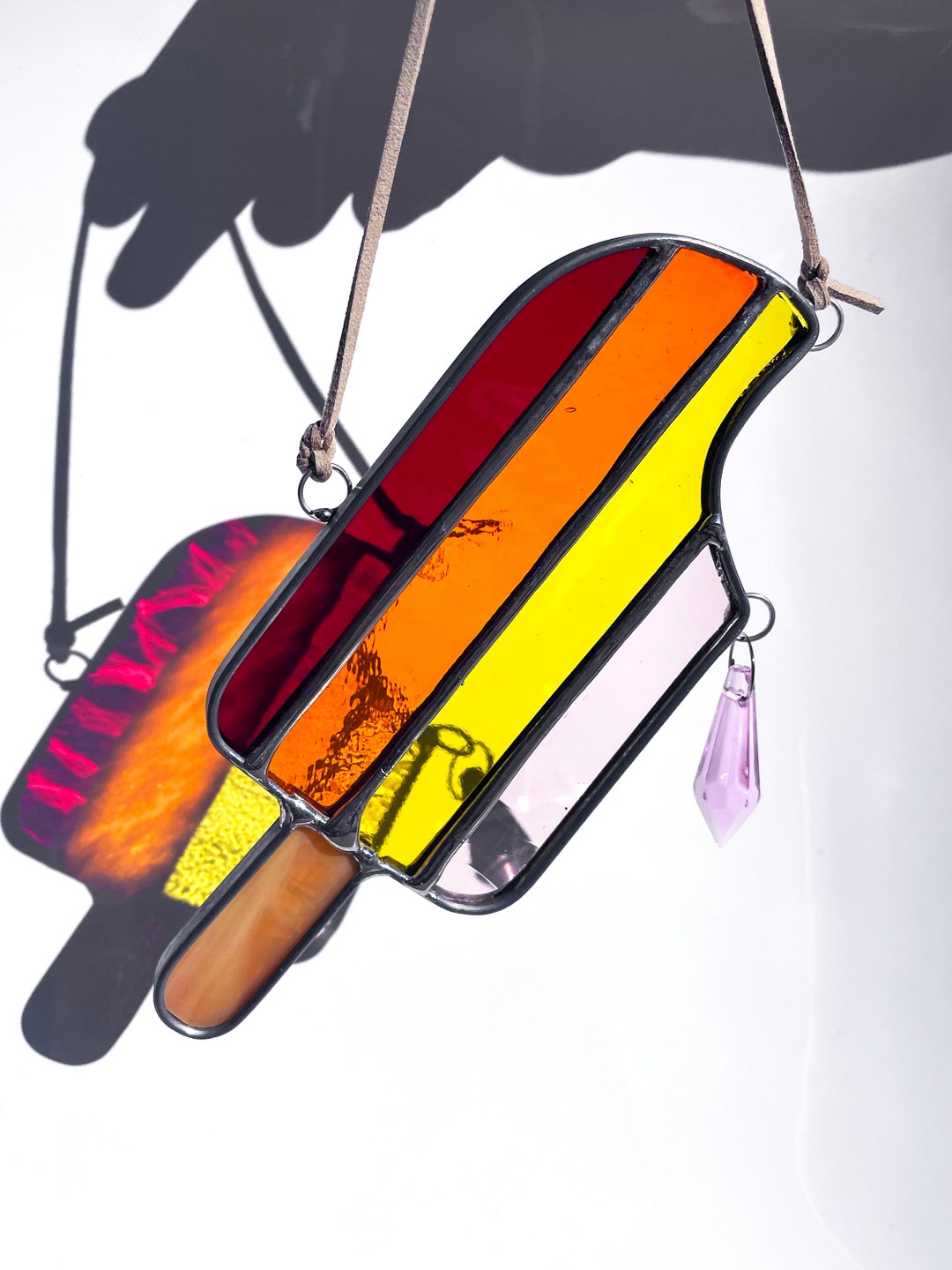 Strawberry Mango Popsicle Stained Glass Suncatcher - Etsy