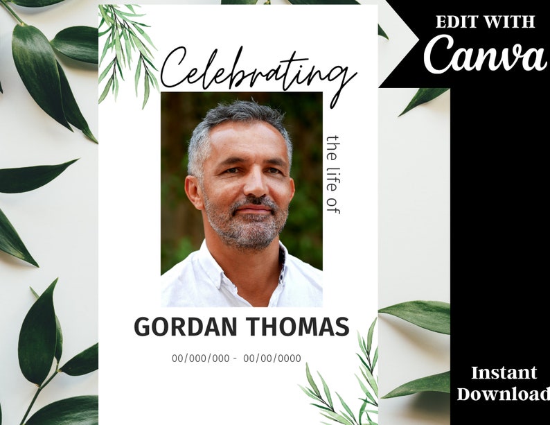 Masculine Funeral Program Template Funeral Program Obituary Program ...