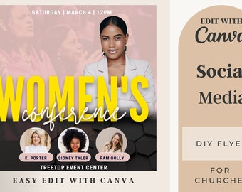 Women Conference Flyer for Canva & Photoshop. Women Empowerment Flyer ...