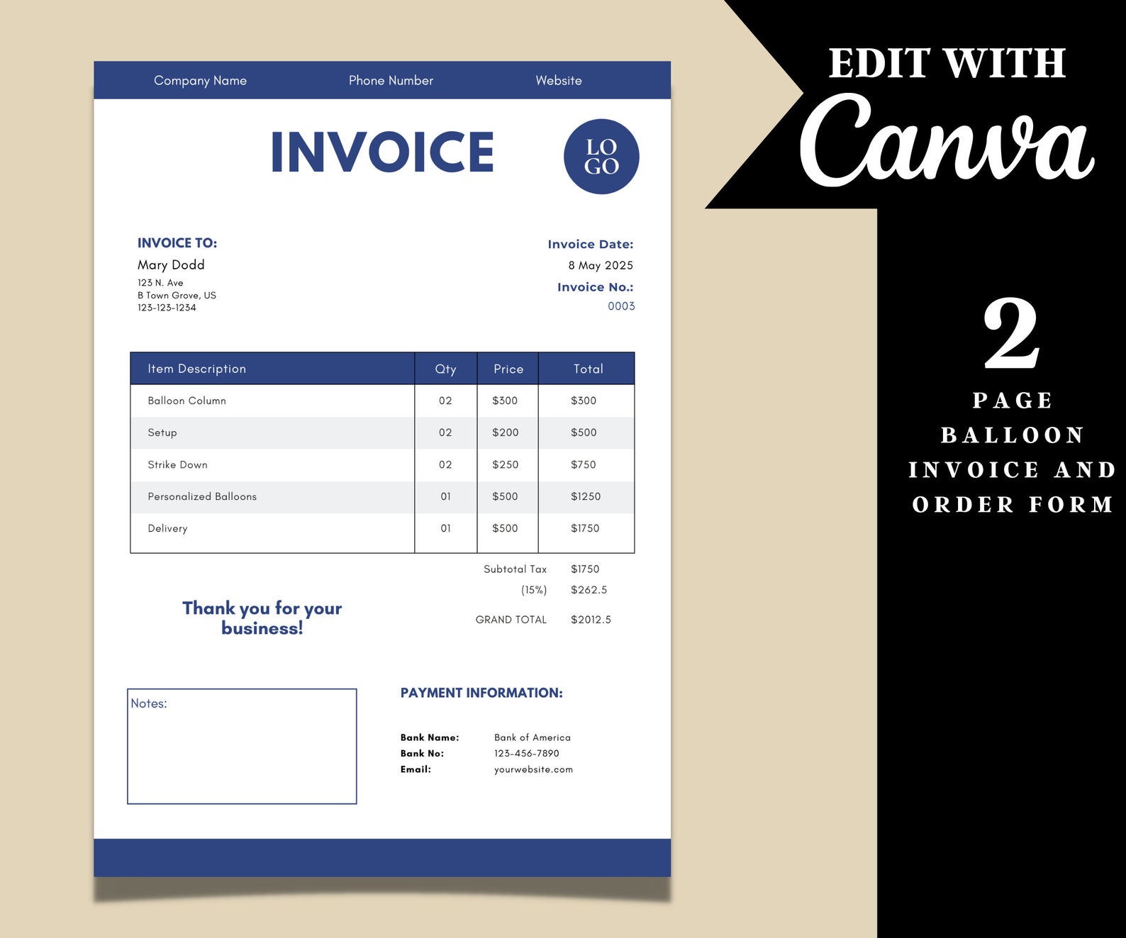 Balloon Invoice Template Printable Word Searches