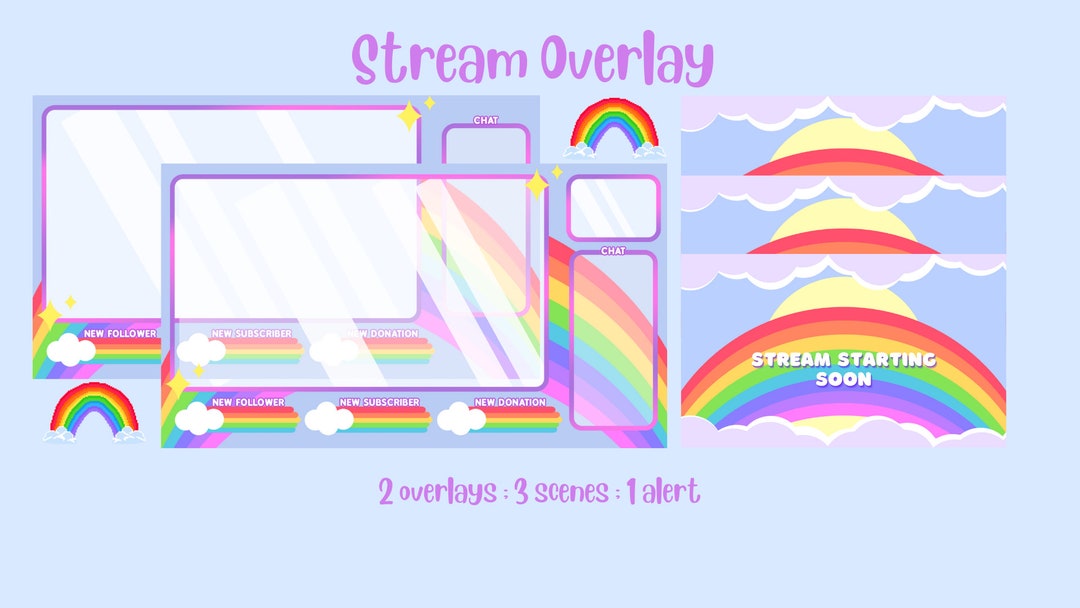 Cute Rainbow Twitch Stream Overlay Package - Etsy