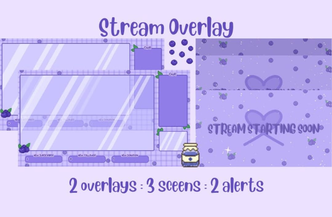 Cute Blueberry Twitch Overlay Package - Etsy