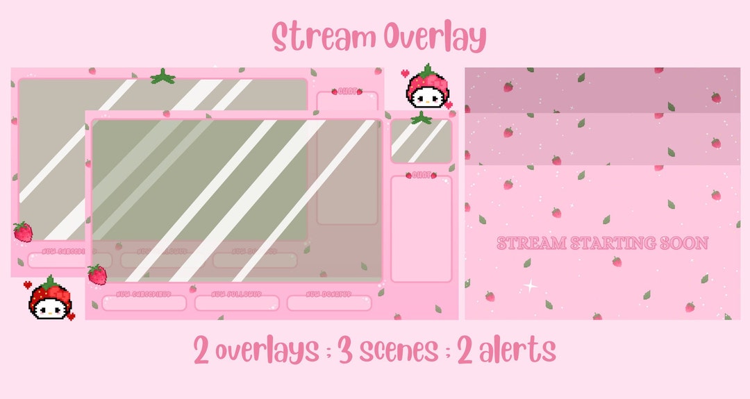 Cute Strawberry Twitch Stream Overlay Package - Etsy