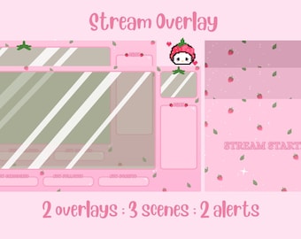 Twitch Strawberry Cake Stream Overlay / Cute Kawaii Screens / Stream ...