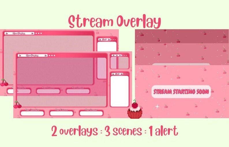 Cute Cherry Twitch Stream Overlay Package - Etsy