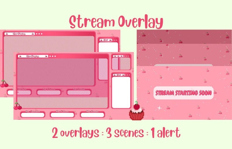 Cute Cherry Twitch Stream Overlay Package - Etsy