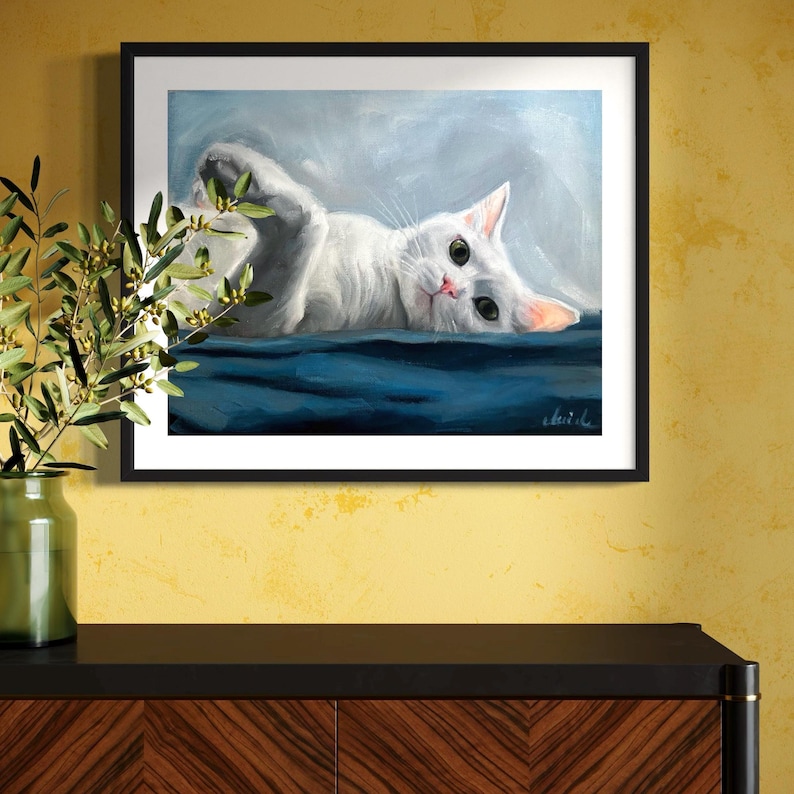 White Cat Giclée Art Print, Hand Painted Portrait, 8x10 - Etsy
