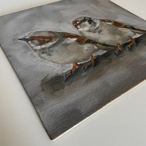 Two Sparrows, Original Oil Painting on Canvas, Fine Art, Bird Painting ...