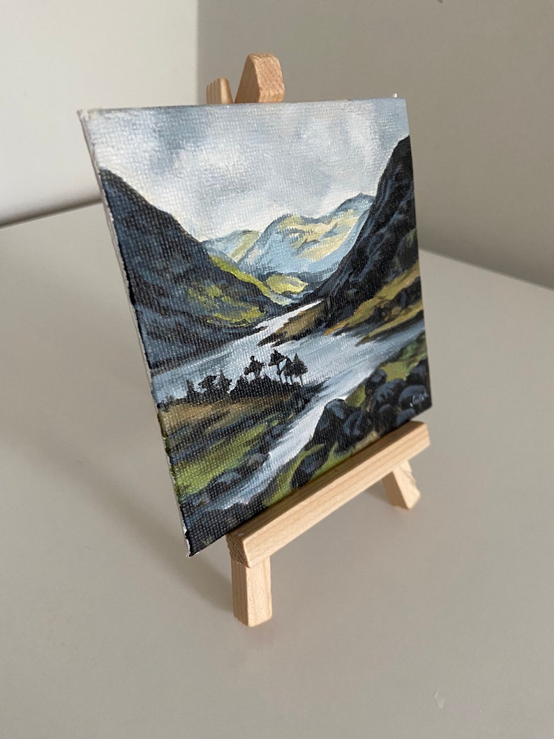 Mini Canvas Painting, Original Landscape Painting, Mountain Landscape ...