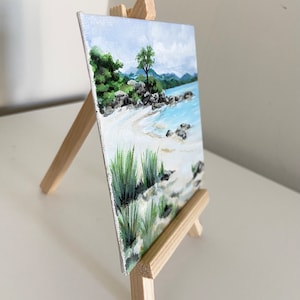 Mini Canvas Painting, Original Beach Landscape Painting, Seaside ...