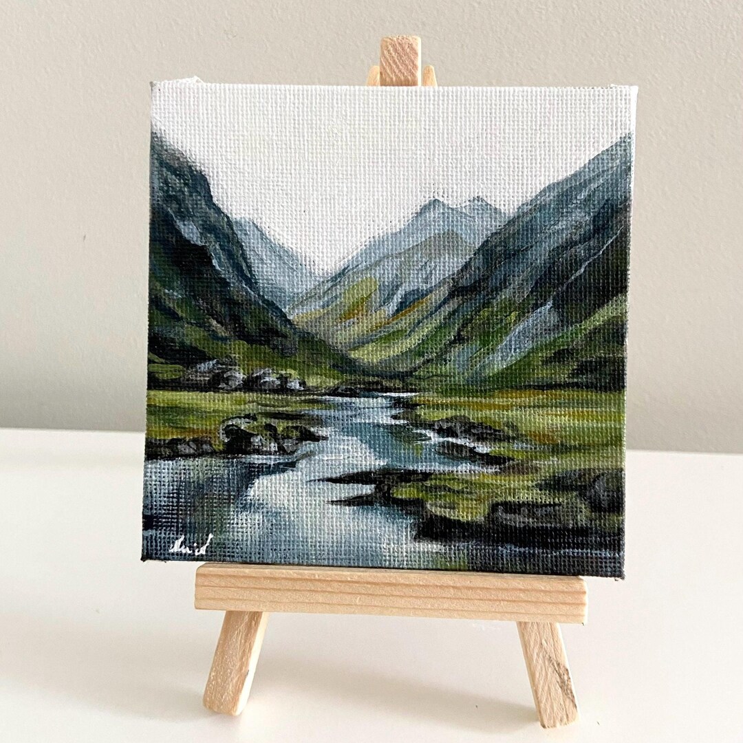 Mini Canvas Painting, Original Landscape Painting, Acrylic Painting on ...