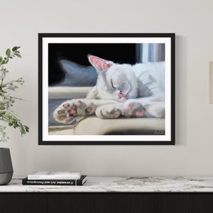 White Cat Art Print, White Cat Painting, Giclee Print, Hand Painted ...