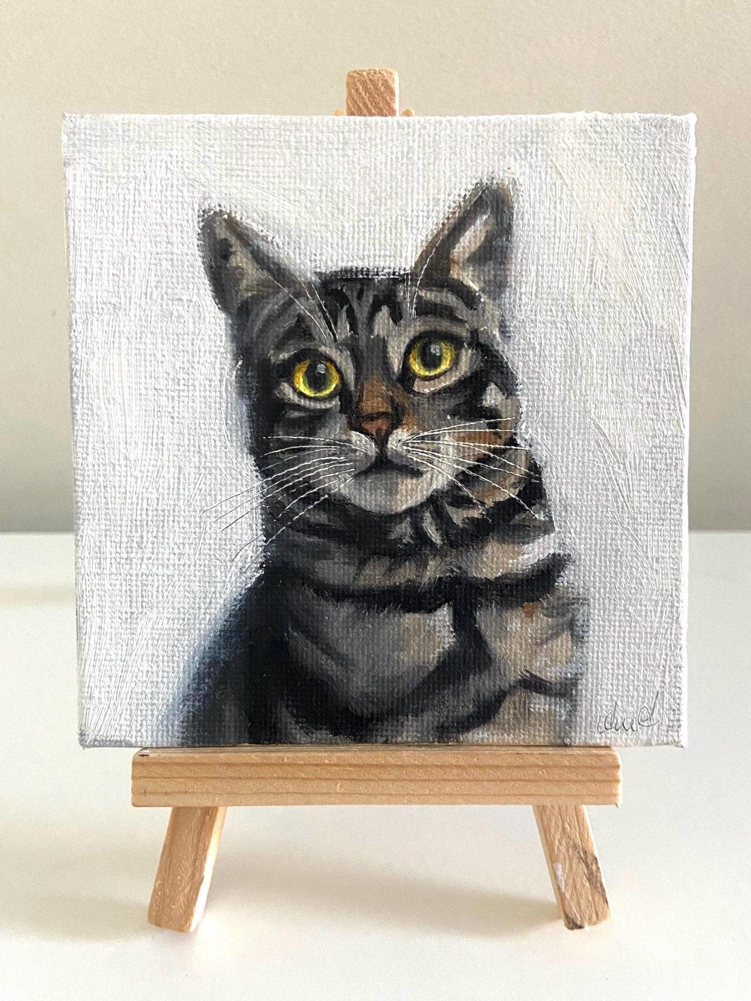 Mini Canvas Painting, Tabby Cat Painting, Original Oil Painting on ...