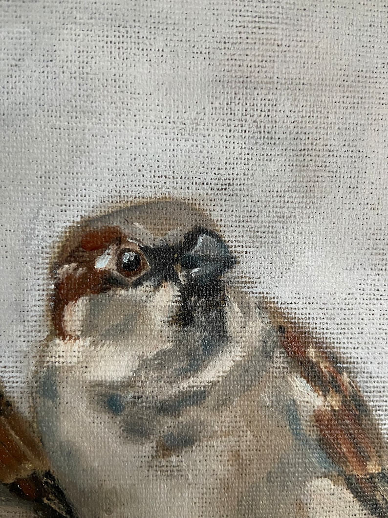 Two Sparrows, Original Oil Painting on Canvas, Fine Art, Bird Painting ...