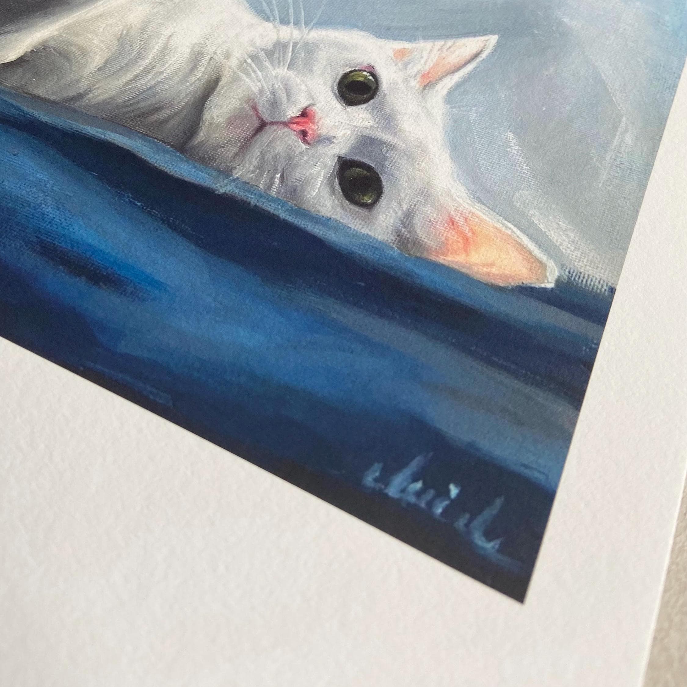 White Cat Giclée Art Print, Hand Painted Portrait, 8x10 - Etsy