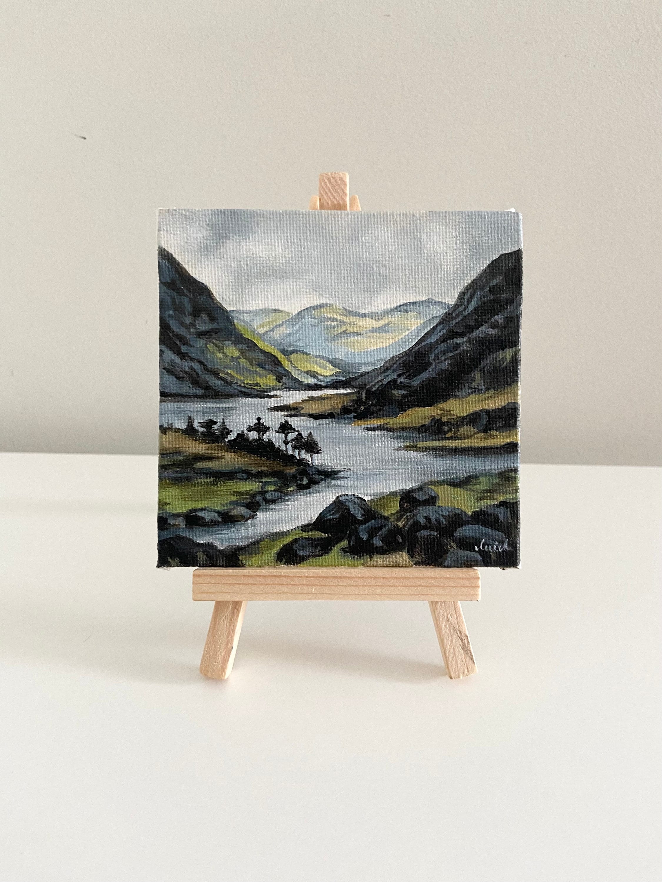 Mini Canvas Painting, Original Landscape Painting, Mountain Landscape ...