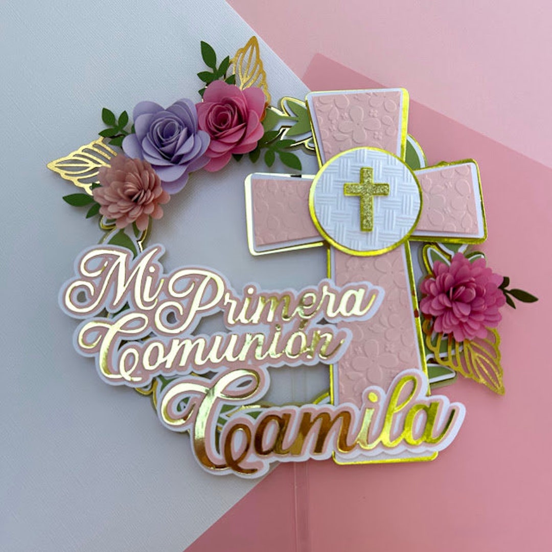 First Communion Cake Topper - Christening Cake Topper - God Bless Cake ...