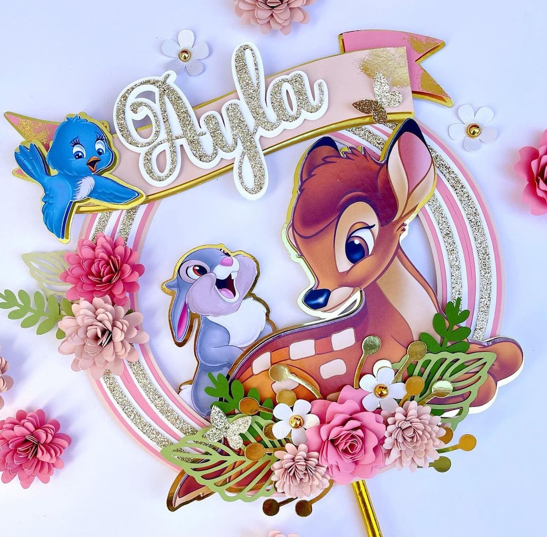 Bambi Cake Topper - One Year Old Cake Topper - Floral Cake Topper ...
