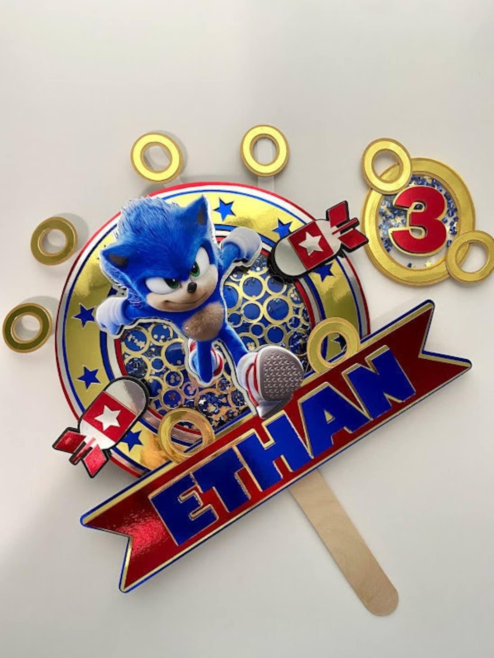 Cake Topper Sonic Sonic the Hedgehog Birthday Sonic - Etsy
