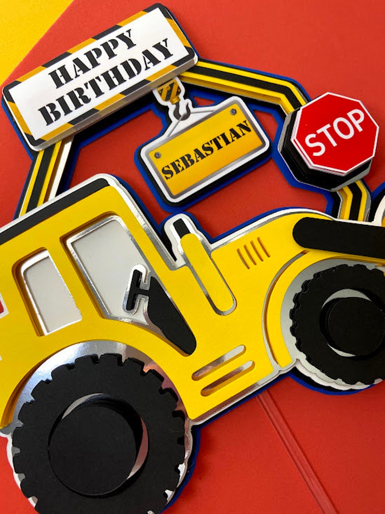 Construction Cake Topper - Bulldozer - Excavator - Construction Truck ...