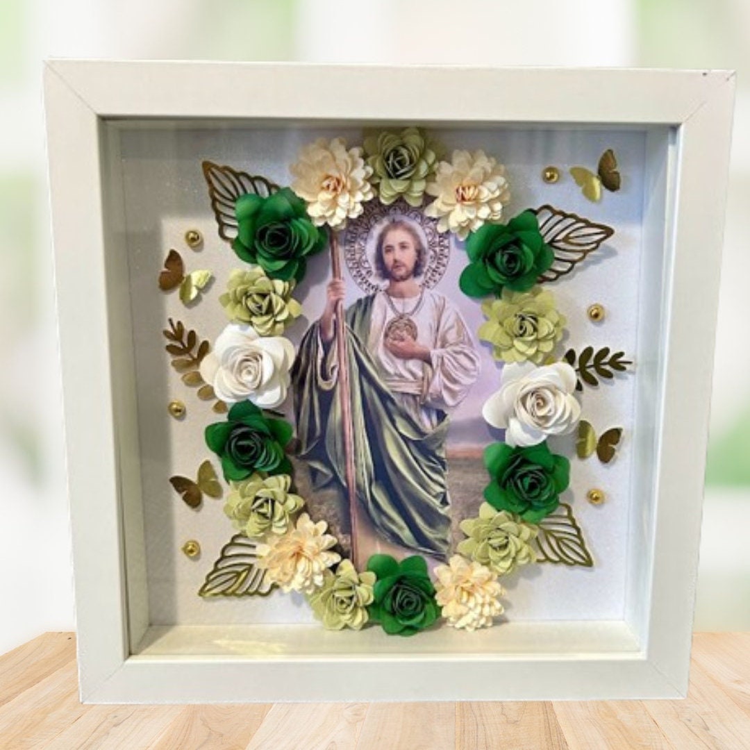 St Jude Shadow Box - Juditas - San Judas Tadeo - Saint Jude Flower Box ...