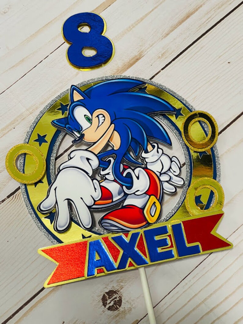 Cake Topper Sonic Sonic the Hedgehog Birthday Sonic - Etsy
