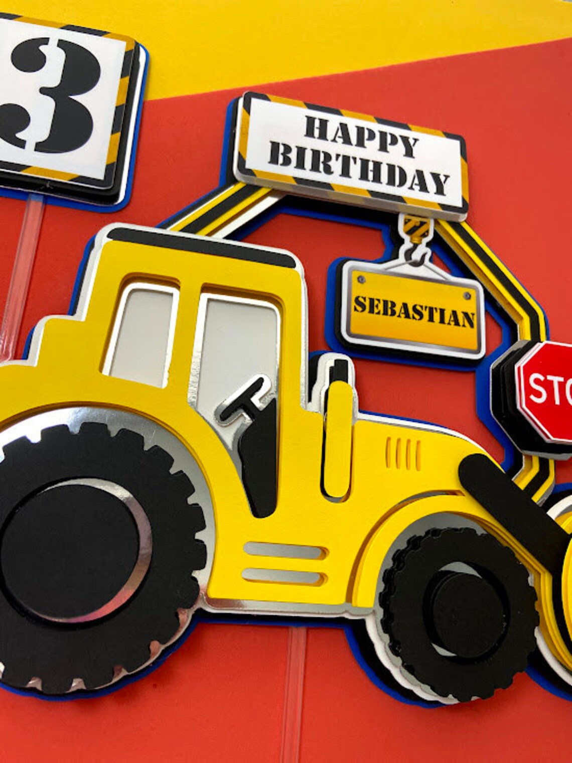 Construction Cake Topper - Bulldozer - Excavator - Construction Truck ...