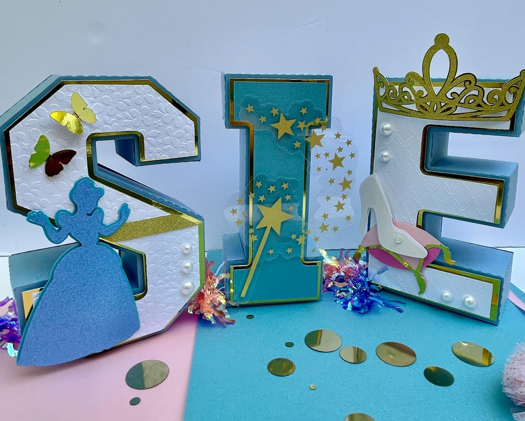 Cinderella Princess Themed 3D Letters - Princess Party Theme - Princess ...