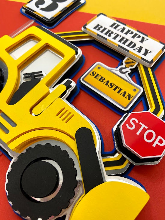 Construction Cake Topper - Bulldozer - Excavator - Construction Truck ...