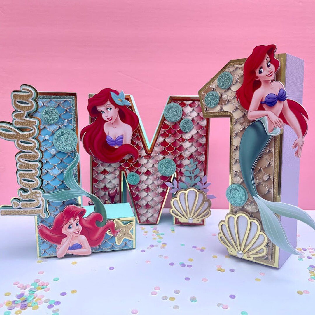 Little Mermaid 3D Letter - Little Mermaid Birthday - Party Decorations ...