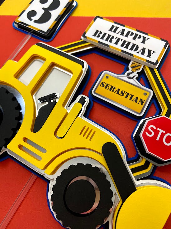 Construction Cake Topper - Bulldozer - Excavator - Construction Truck ...