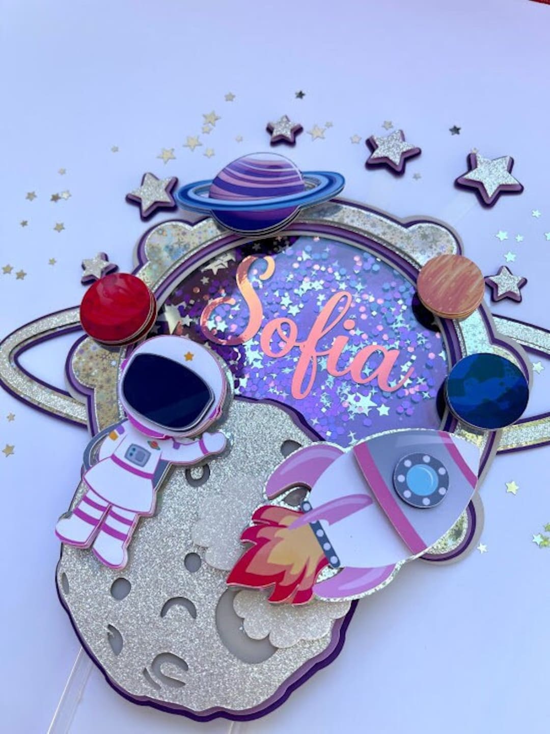 Two the Moon Cake Topper - Space Cake Topper - Astronaut Cake Topper ...