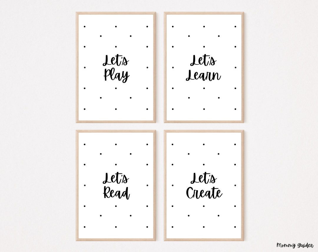 Lets Play| Lets Create| Lets Read| Lets Learn| Minimalist Wall Art for ...