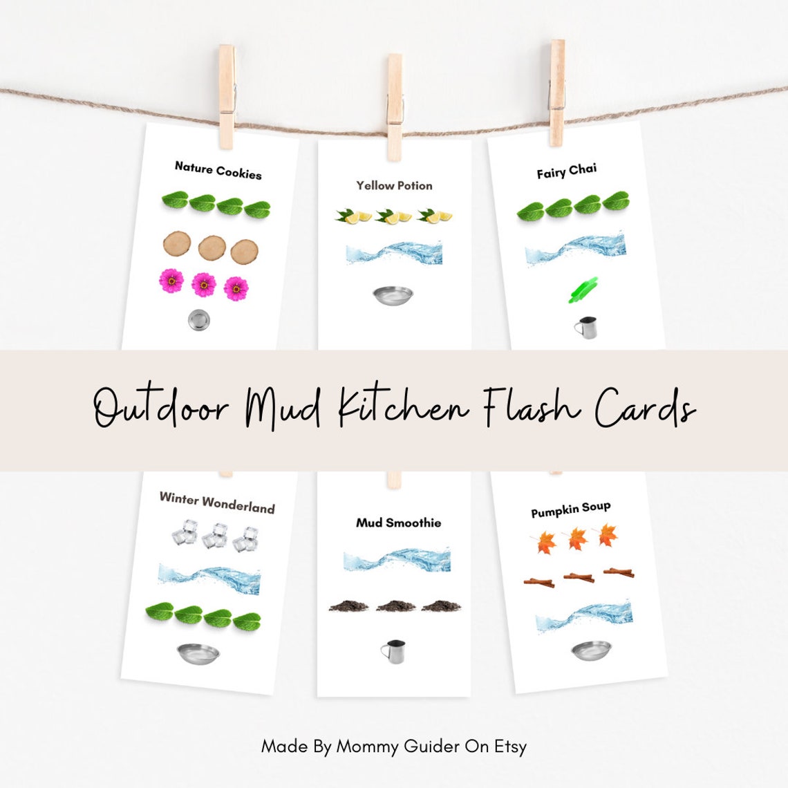 Mud Kitchen Recipe Flash Cards: Outdoor Kids Activities (printable) - Etsy