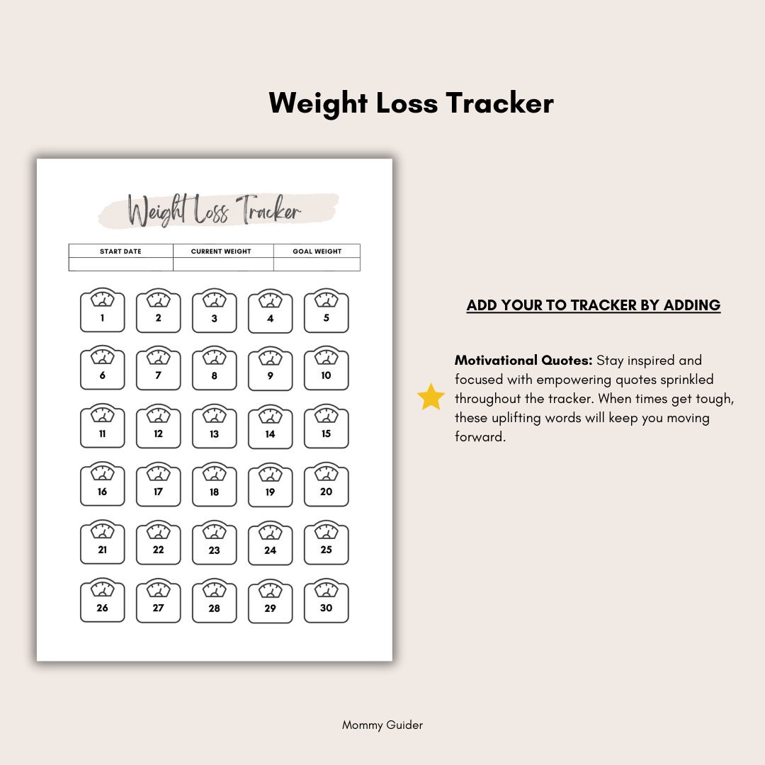Weight Loss Tracker for 30 Pounds, Weight Loss Journal, Weight Loss ...