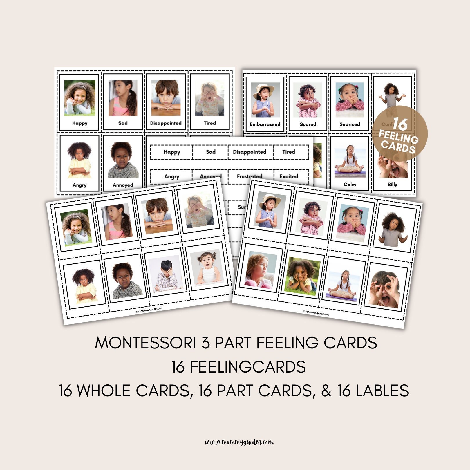 Montessori 3 Part Feeling Flash Cards| Emotions & Feeling Educational ...