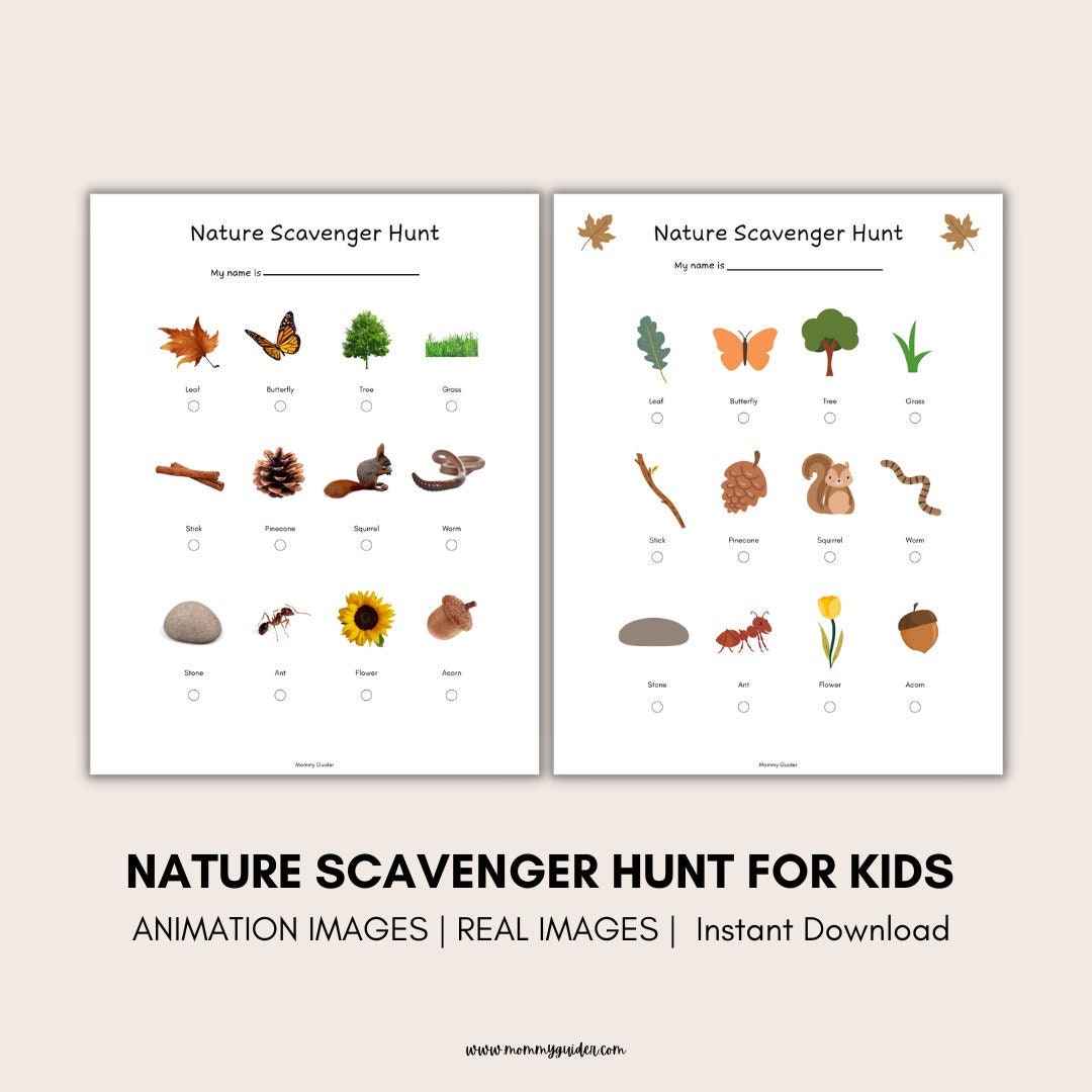 Nature Scavenger Hunt Printable | Nature Walk Scavenger Hunt for Young ...