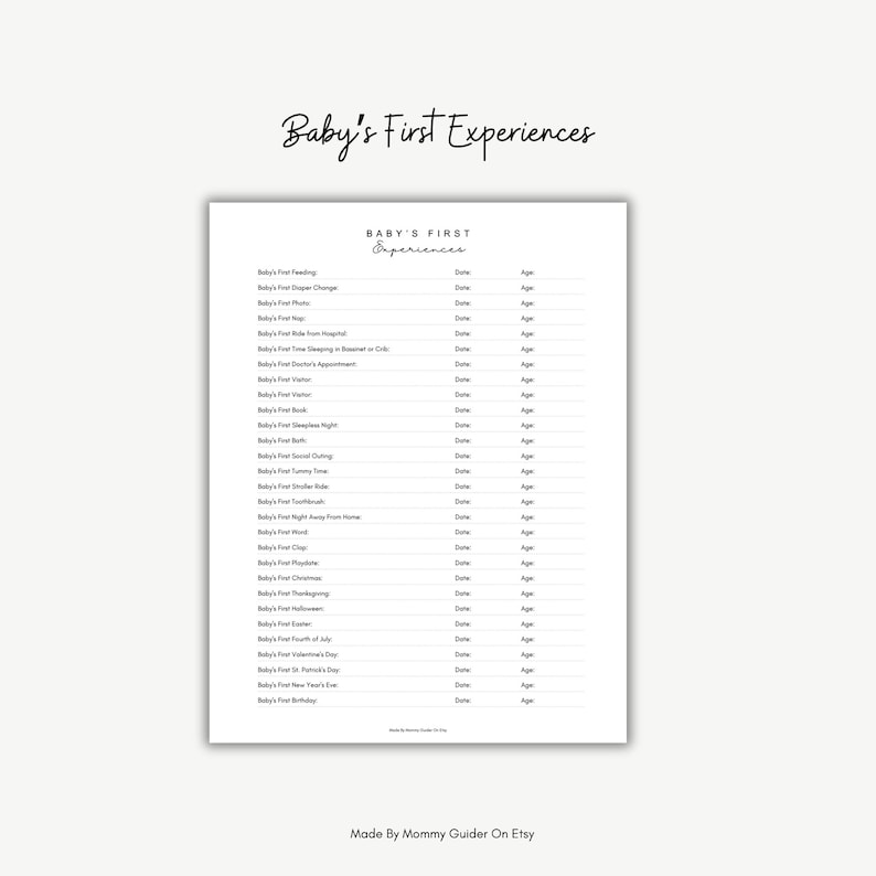 Baby's First Milestones & Experiences Tracker/chart - Editable and ...