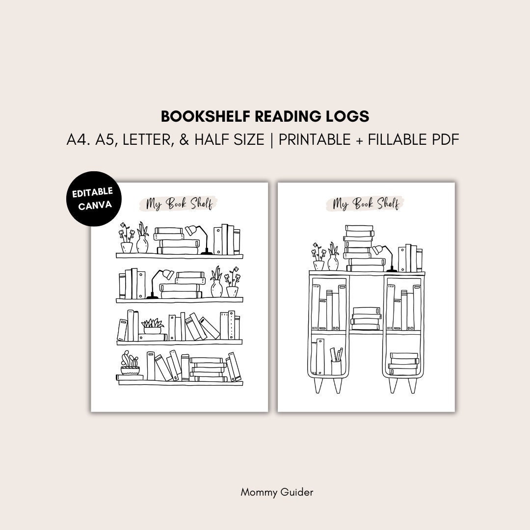 Bookshelf Printable Editable Template - Etsy